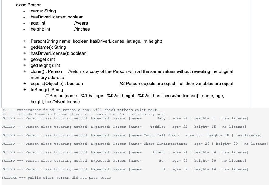 Solved I need help with my Person ClassPLEASE provide | Chegg.com