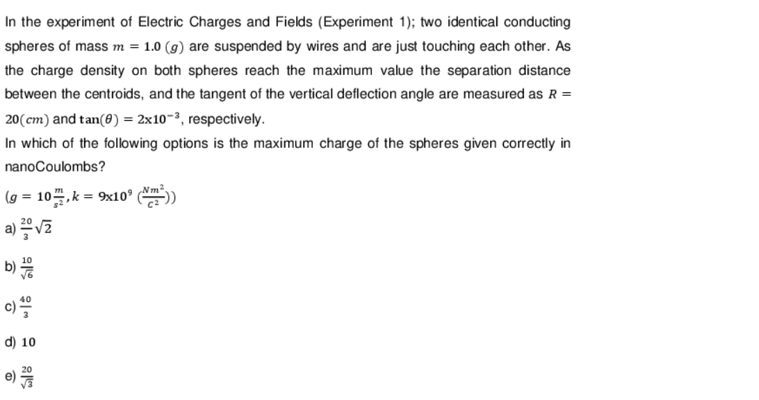 Solved In the experiment of Electric Charges and Fields | Chegg.com