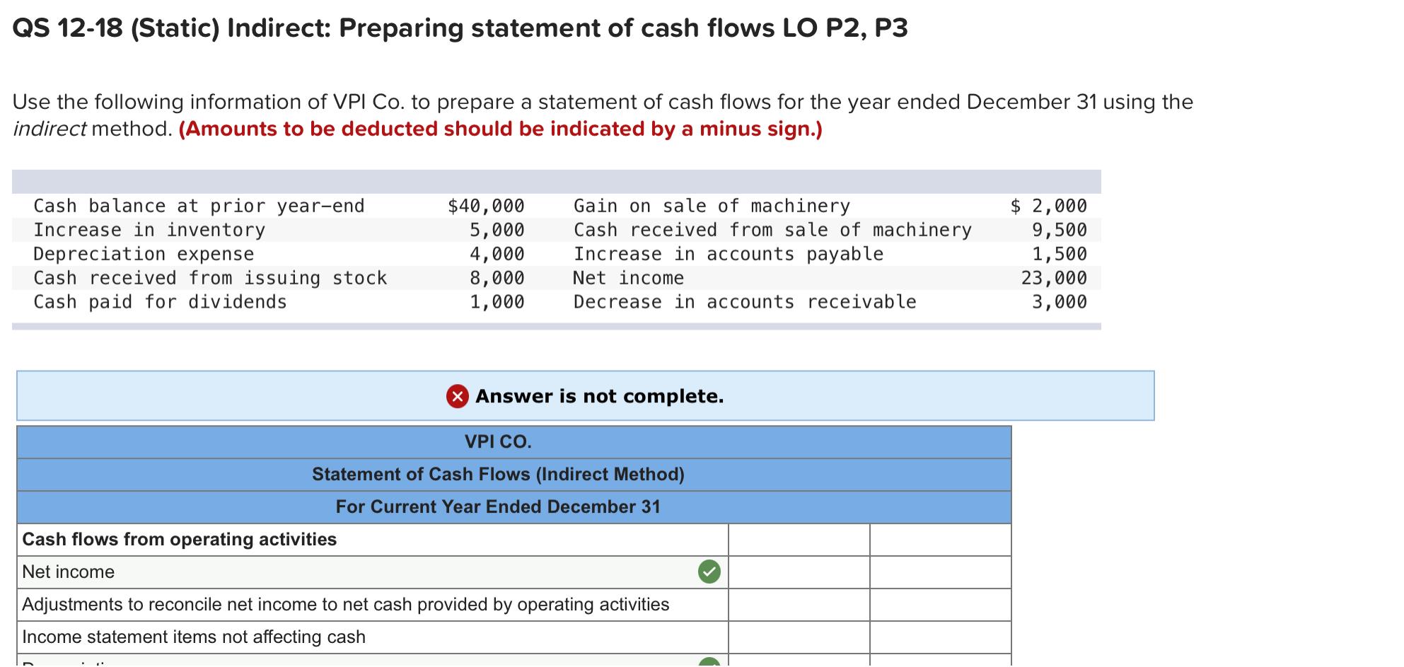 Solved Qs 12 18 Static Indirect Preparing Statement Of