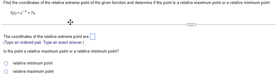 Solved Find the coordinates of the relative extreme point of | Chegg.com