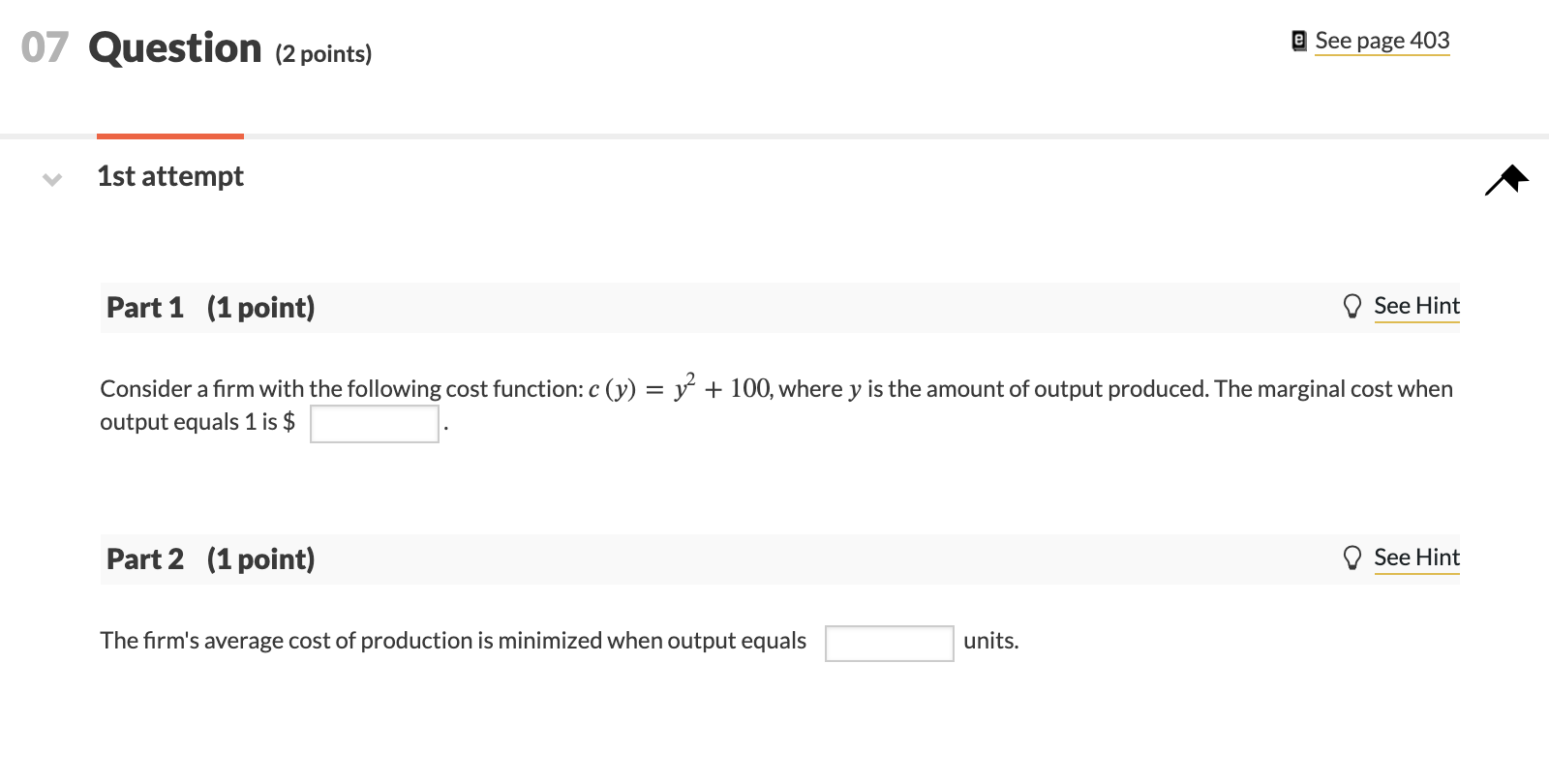 Solved 07 Question (2 points) e See page 403 1st attempt | Chegg.com