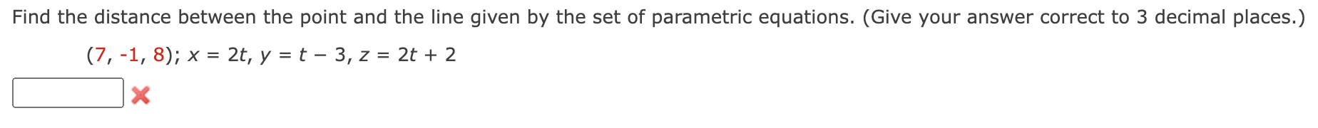 Solved Find the distance between the point and the line | Chegg.com