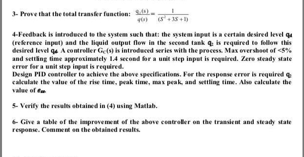 1-Liquid Level Systems The level and flow control in | Chegg.com
