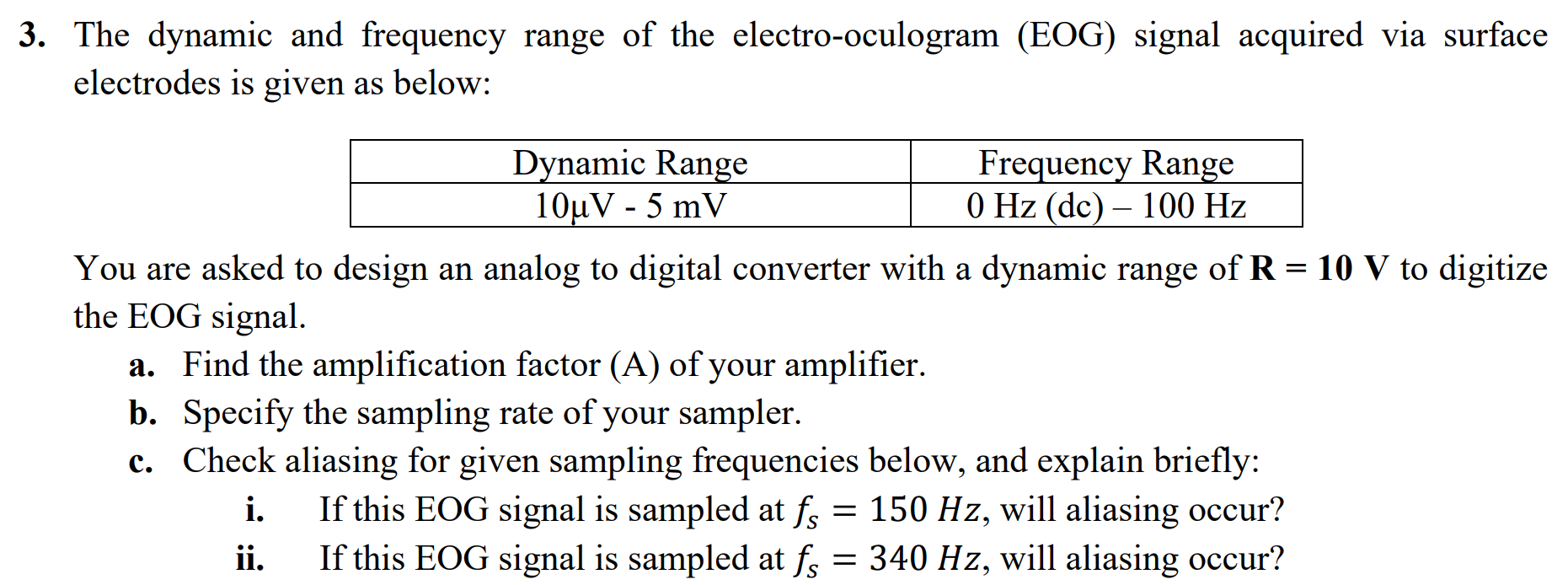 Solved 3. The dynamic and frequency range of the | Chegg.com