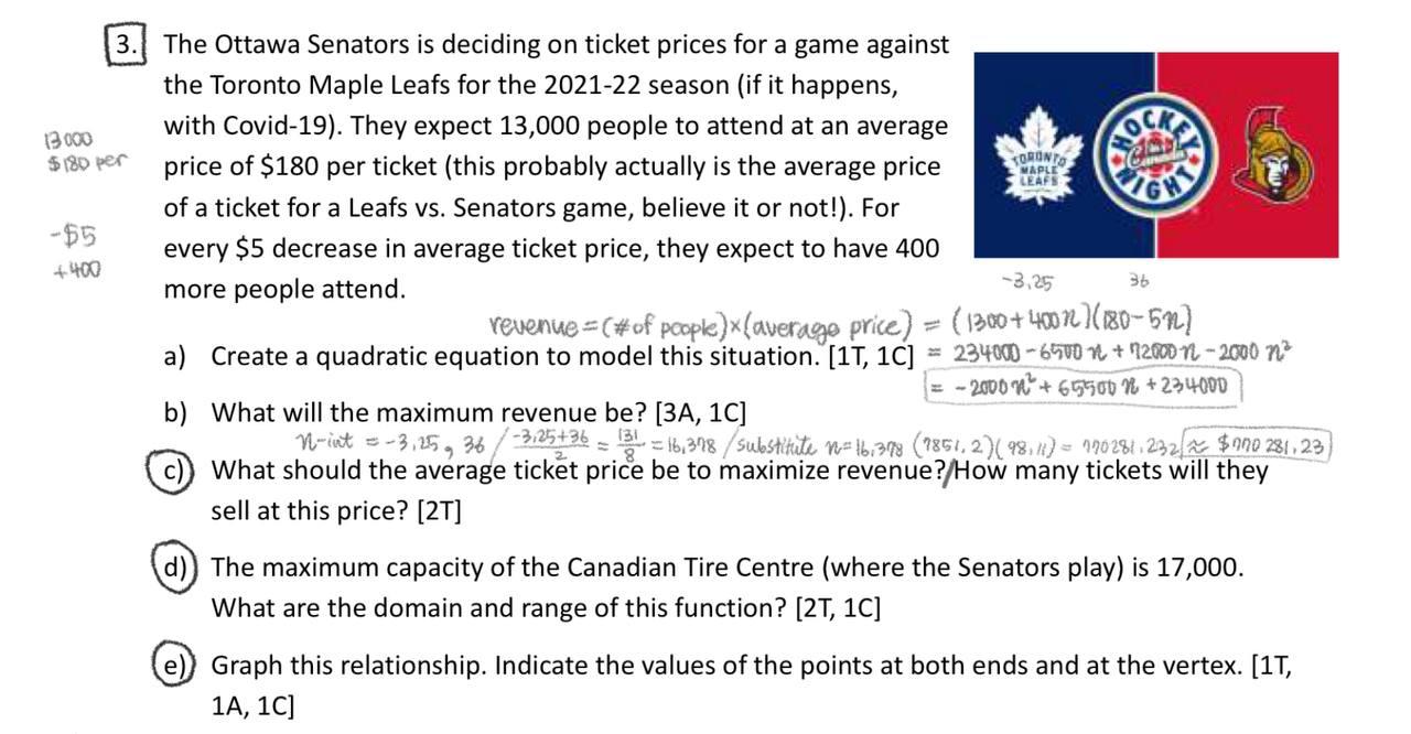 Solved MCR3U - Unit3 - Quadratic Function Test I’m in grade | Chegg.com