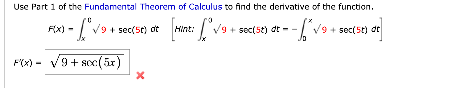 Solved Use Part 1 of the Fundamental Theorem of Calculus to | Chegg.com