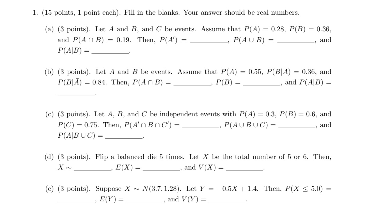 Solved 1. (15 points, 1 point each). Fill in the blanks. | Chegg.com Solved 1. (15 points, 1 point each). Fill in the blanks. | Chegg.com