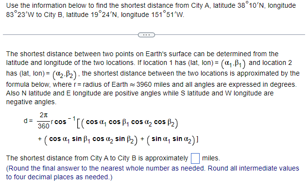 Solved Use the information below to find the shortest | Chegg.com