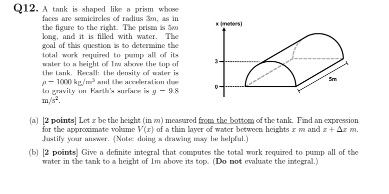 Solved Q12. A tank is shaped like a prism whose faces are | Chegg.com