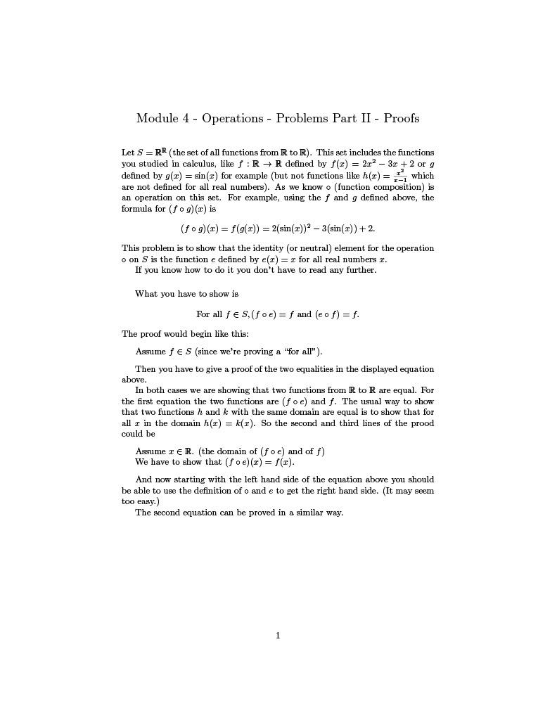 Solved Module 4 - Operations - Problems Part II - Proofs Let | Chegg.com