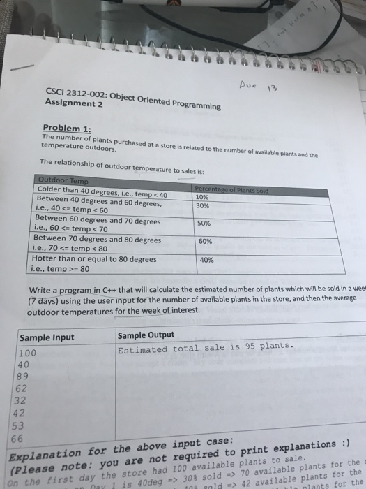 Solved Due 1 CSCI 2312-002: Object Oriented Programming | Chegg.com