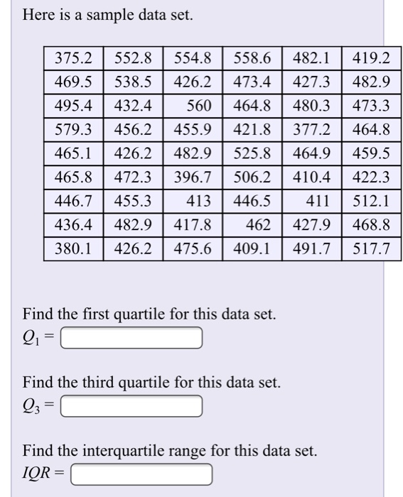 Solved Here is a sample data set. 375.2 552.8554.8558.6 | Chegg.com