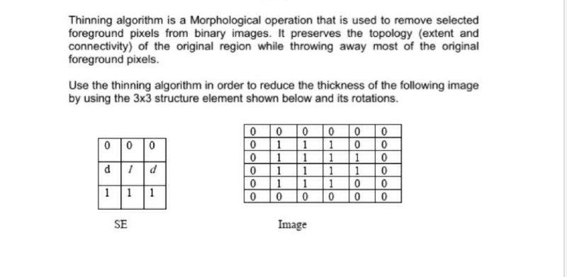 Solved Thinning algorithm is a Morphological operation that | Chegg.com