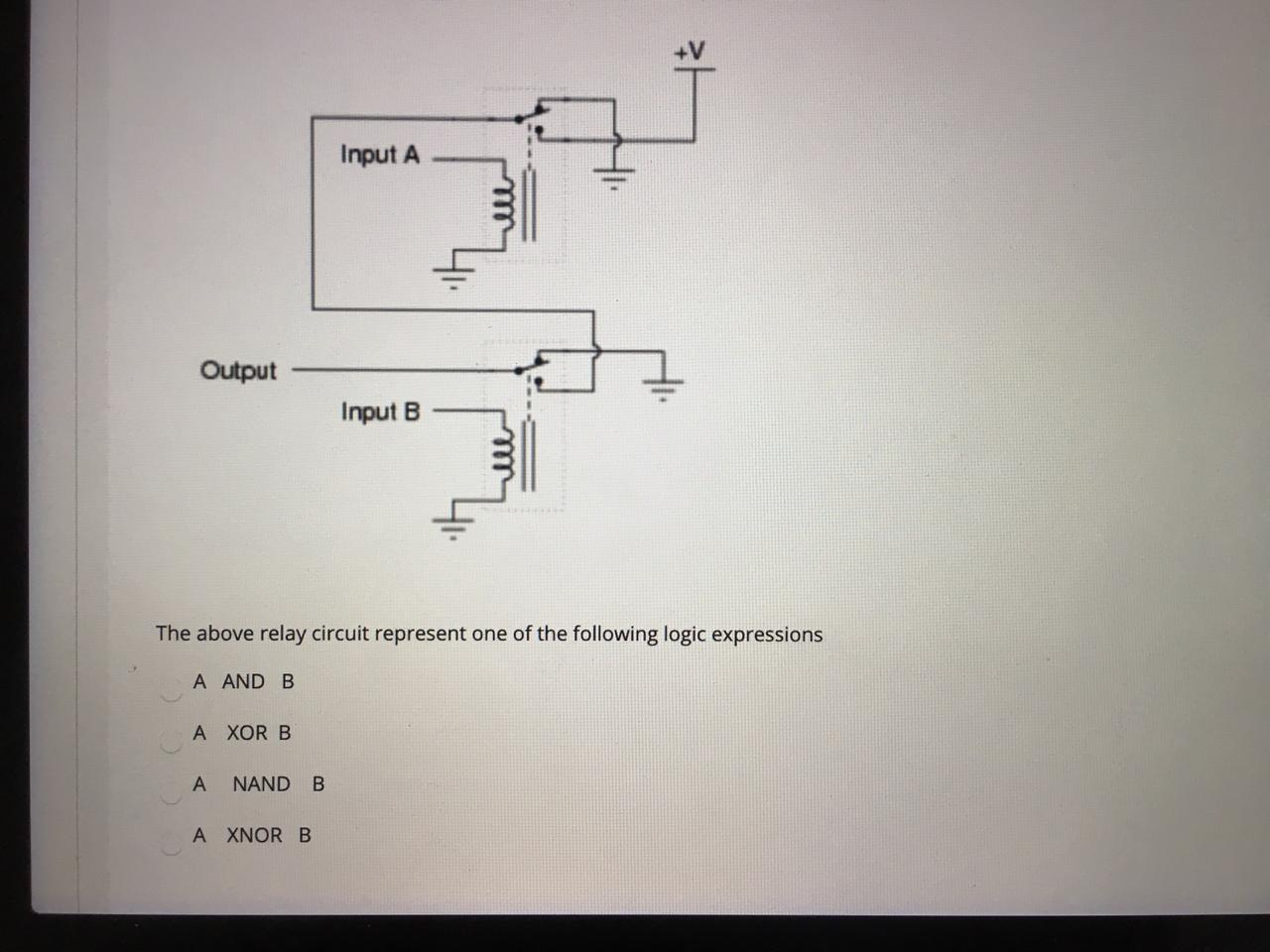 Solved Input A Output Input B The above relay circuit | Chegg.com