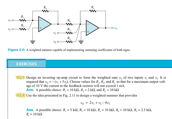 Solved R, R3 R4 O vo Figure 2.11 A weighted summer capable | Chegg.com
