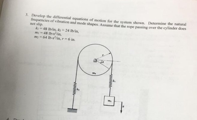 Solved 3. Develop the differential equations of motion for | Chegg.com