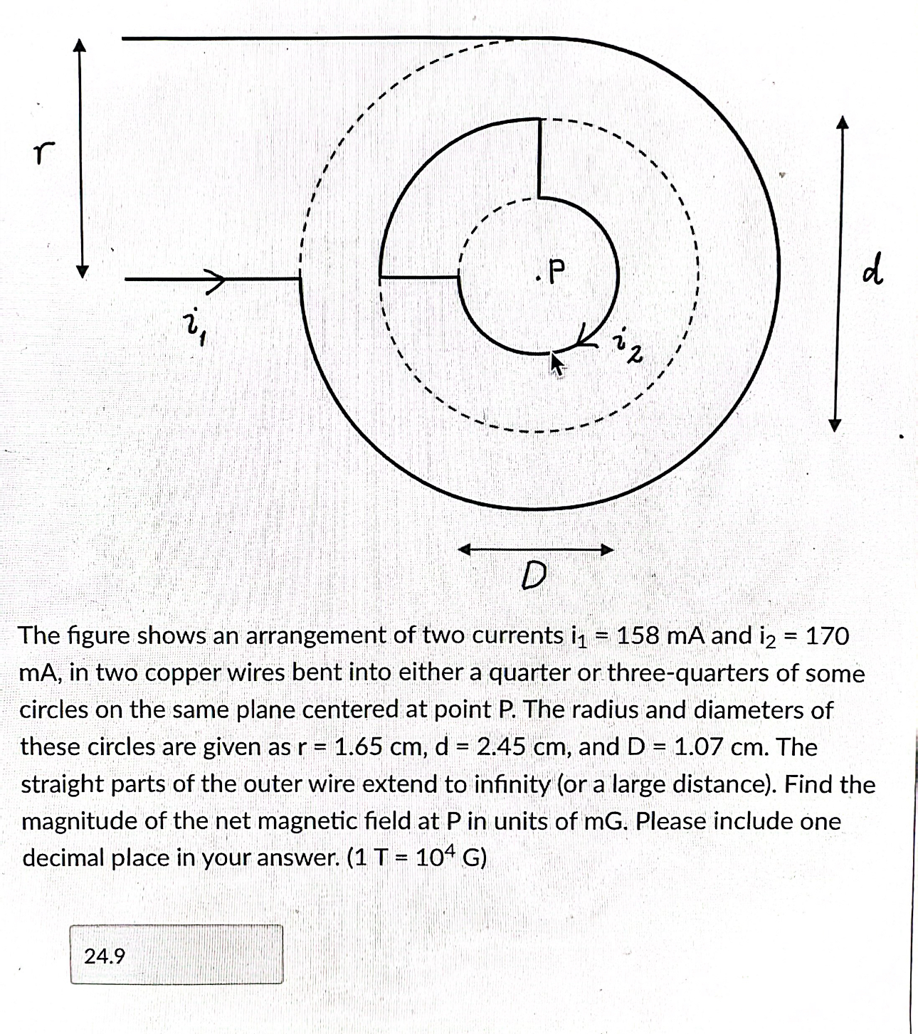 Solved The figure shows an arrangement of two currents | Chegg.com