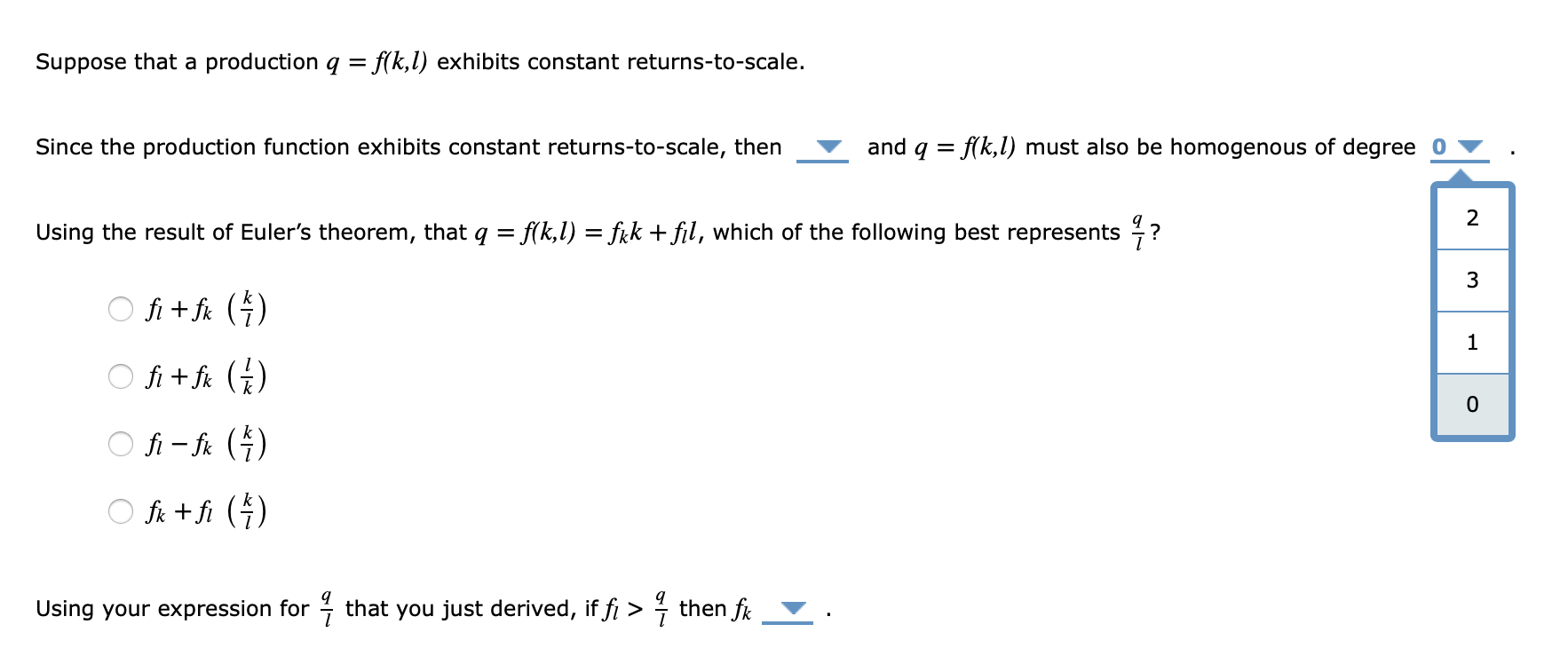 Solved Suppose that a production q = f(k,l) exhibits | Chegg.com Solved Suppose that a production q = f(k,l) exhibits | Chegg.com