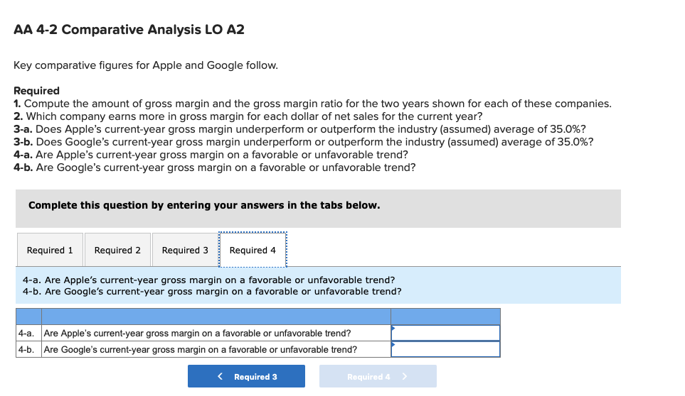 Solved AA 4-2 Comparative Analysis LO A2 Key comparative | Chegg.com