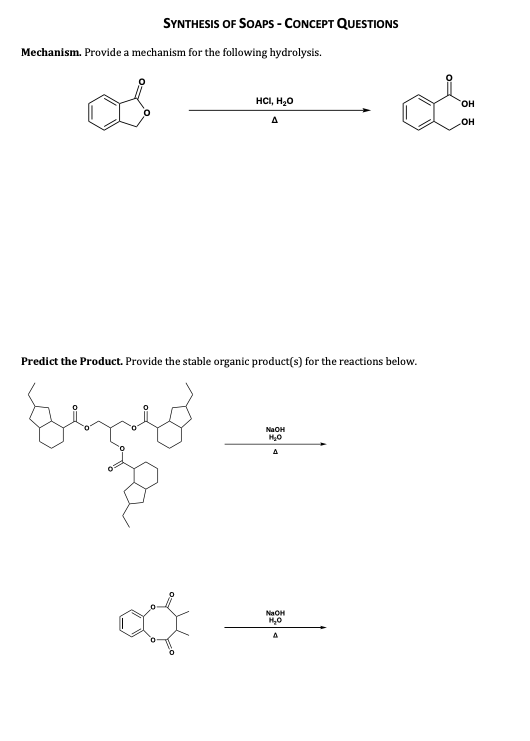 Solved SYNTHESIS OF SOAPS - CONCEPT QUESTIONS Mechanism. | Chegg.com