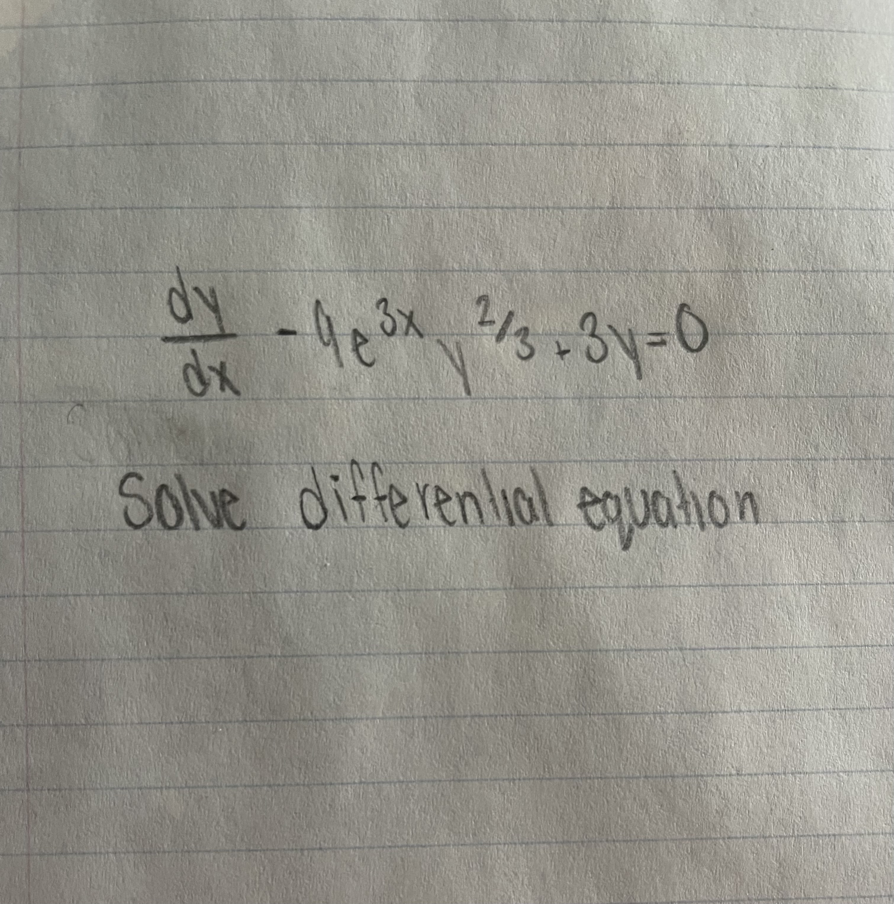 Solved dydx-9e3xy23+3y=0Solve differential equation | Chegg.com