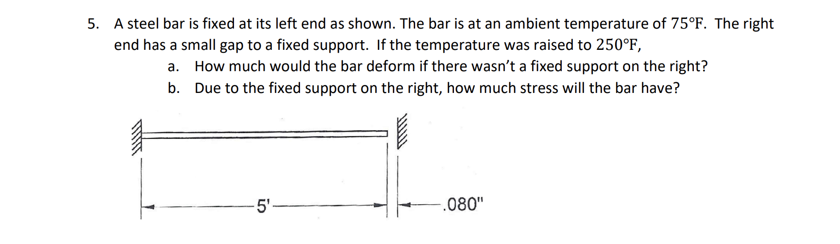 Solved 5. A steel bar is fixed at its left end as shown. The | Chegg.com