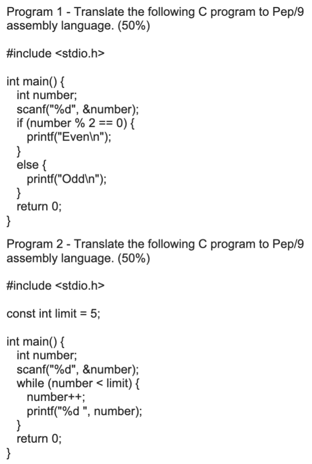 Solved Program 1 - Translate the following C program to | Chegg.com Solved Program 1 - Translate the following C program to | Chegg.com