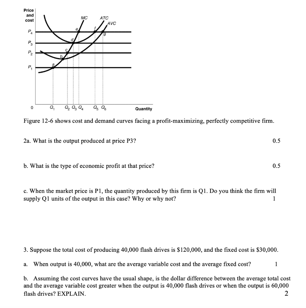Solved 2a. What is the output produced at price P3 ? 0.5 b. | Chegg.com