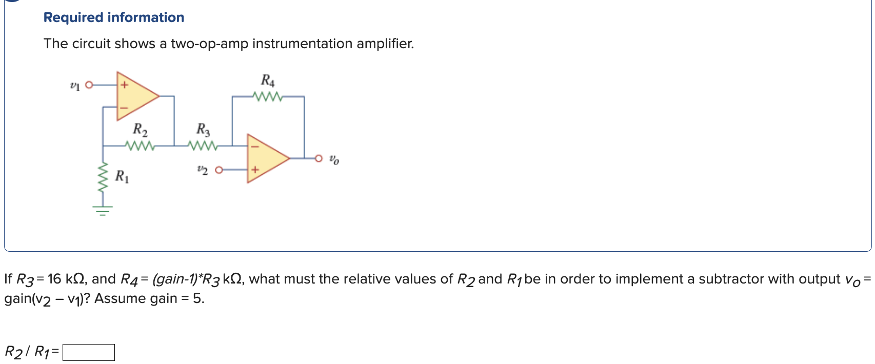 Solved Required information The circuit shows a two-op-amp | Chegg.com