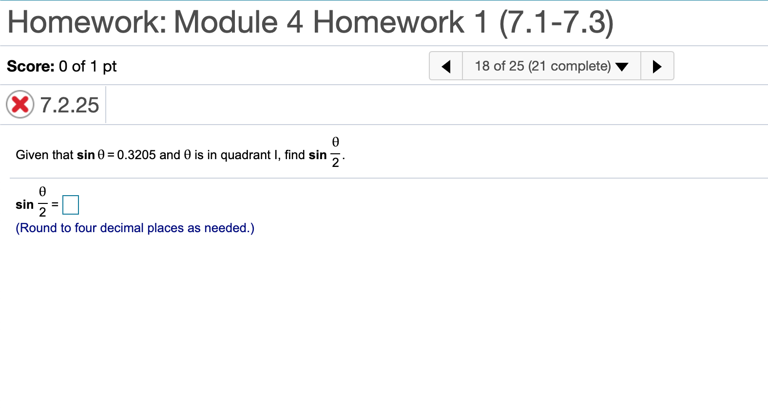 Solved Homework: Module 4 Homework 1 (7.1-7.3) Score: 0 of 1 | Chegg.com