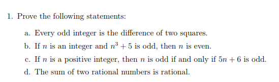 Solved 1. Prove the following statements: a. Every odd | Chegg.com