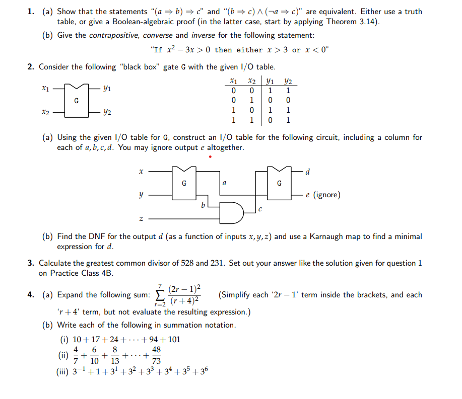 Solved table, or give a Boolean-algebraic proof (in the | Chegg.com