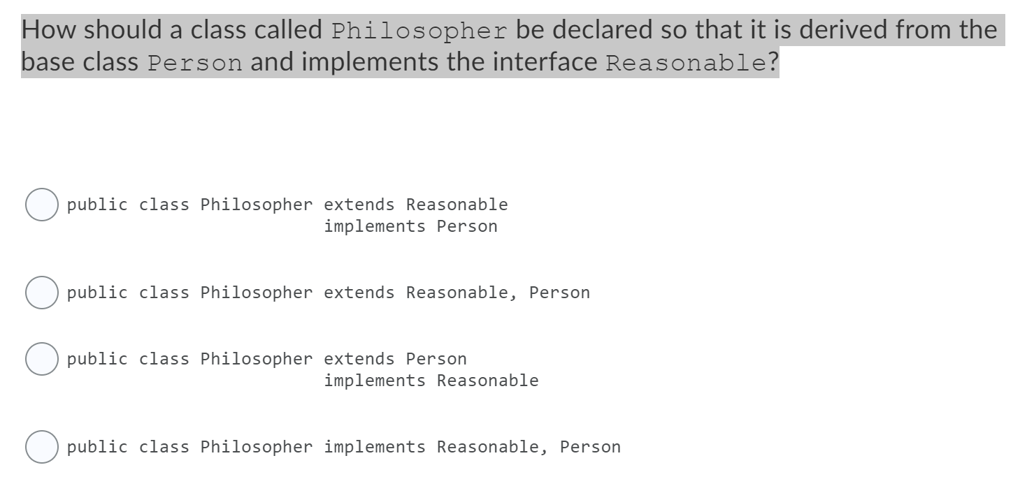 Solved How should a class called Philosopher be declared so | Chegg.com