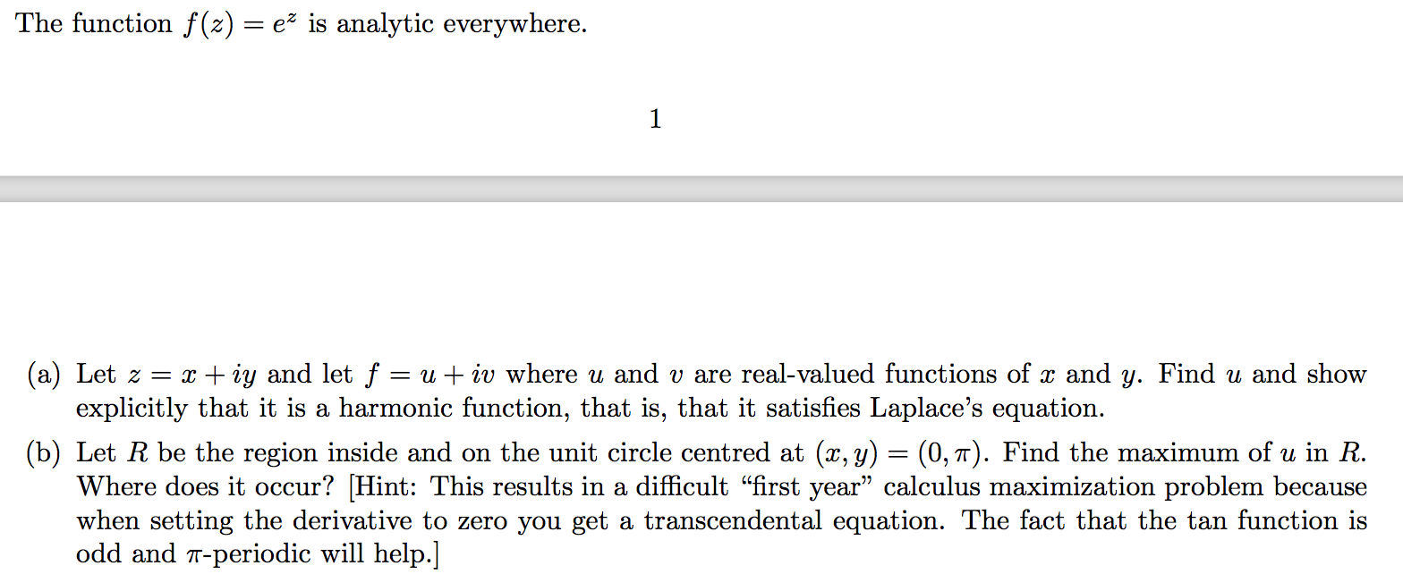 Solved The function f(x) = e’ is analytic everywhere. 1 (a) | Chegg.com