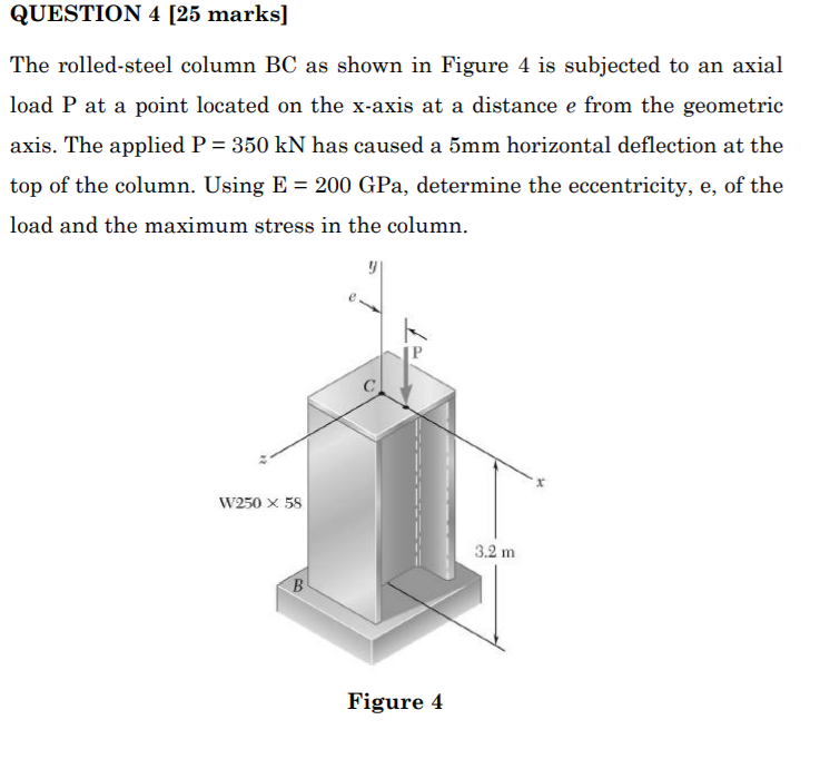 Solved QUESTION 4 [25 marks] The rolled-steel column BC as | Chegg.com