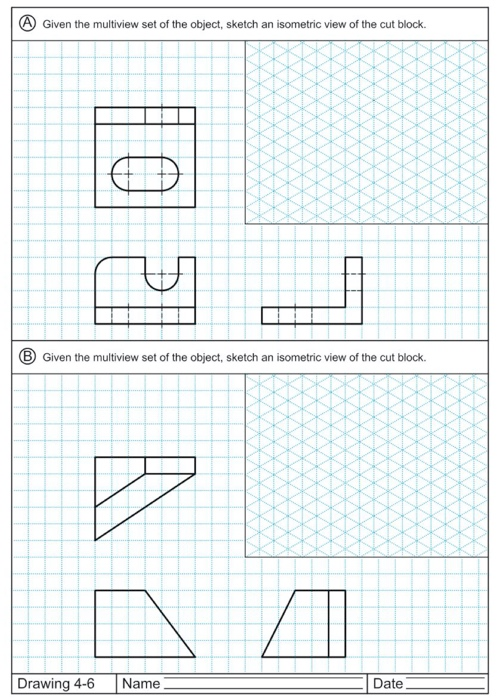 Solved Given the multiview set of the object, sketch an | Chegg.com