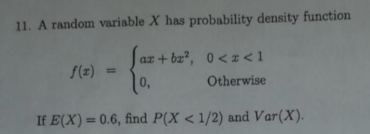 Solved A random variable x ﻿has probability density | Chegg.com