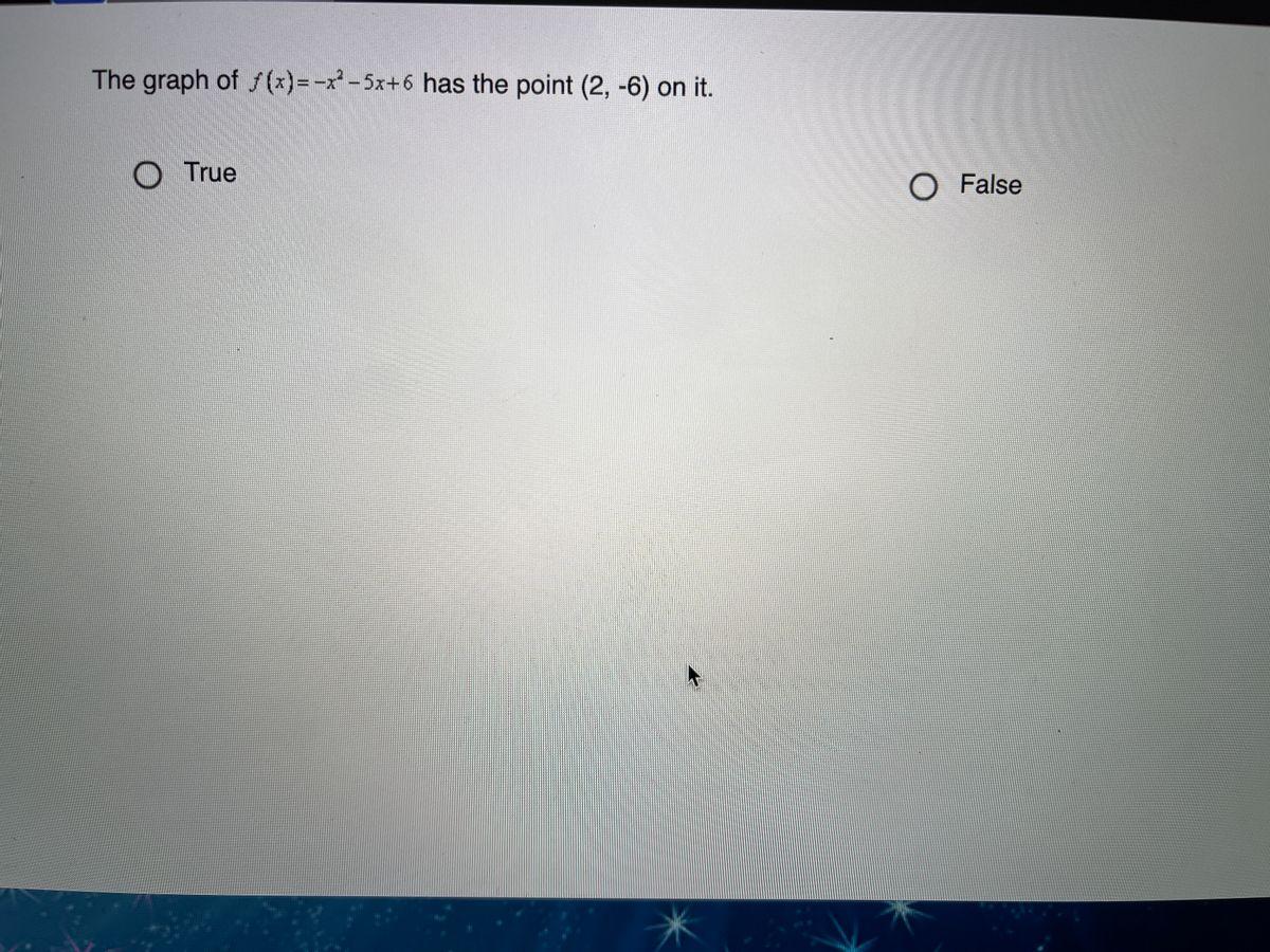 Solved The graph of f(x)=-*? -5x+6 has the point (2,-6) on | Chegg.com