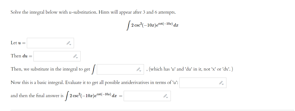 Solved Solve the integral below with u-substitution. Hints | Chegg.com