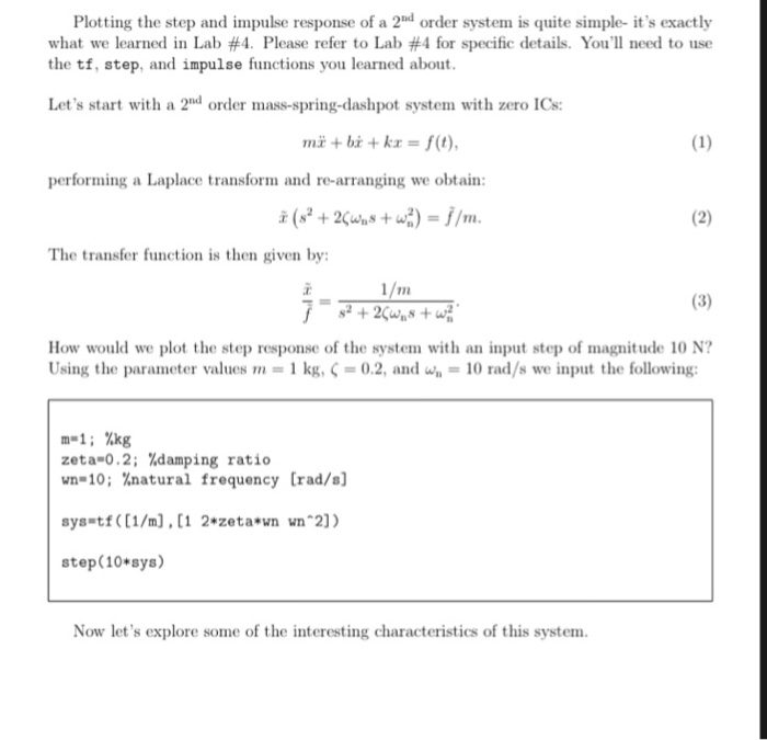 Solved Plotting the step and impulse response of a 2d order | Chegg.com