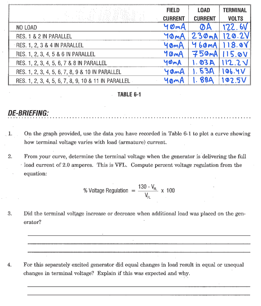 Solved NO LOAD RES. 1 & 2 IN PARALLEL RES. 1, 2, 3 & 4 IN | Chegg.com
