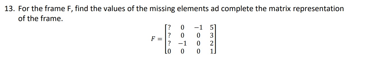 Solved 3. For the frame F, find the values of the missing | Chegg.com