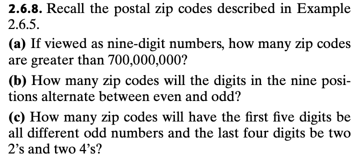 2.6.8. Recall the postal zip codes described in | Chegg.com