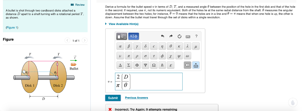 Solved Review A bullet is shot through two cardboard disks | Chegg.com
