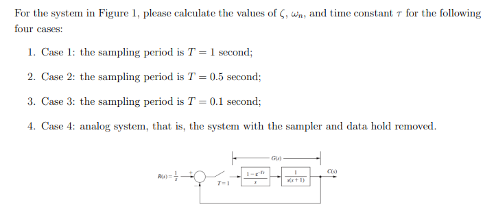 Solved For the system in Figure 1, please calculate the | Chegg.com