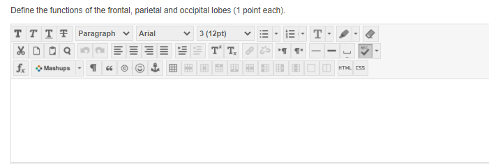 Solved Arial Define the functions of the frontal, parietal | Chegg.com