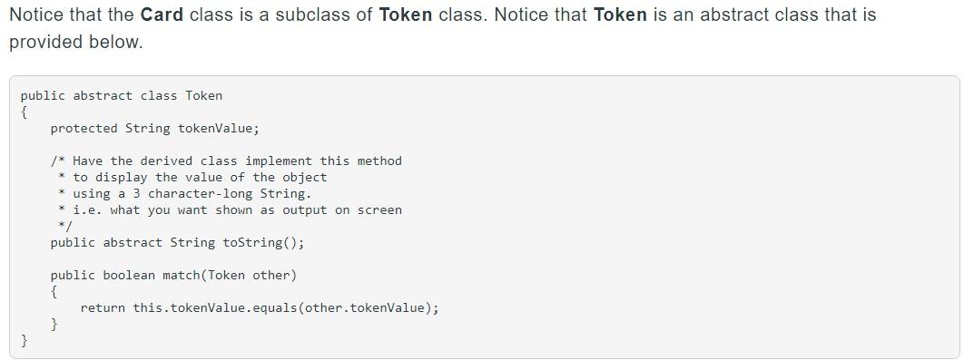 Solved Create a Card class that represents a playing card | Chegg.com