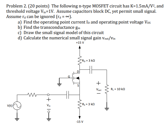 Solved Problem 2. (20 points) The following n-type MOSFET | Chegg.com
