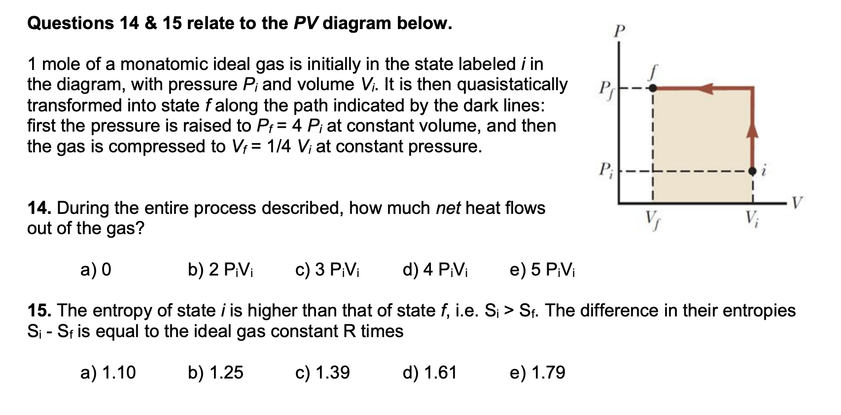 Solved Questions 14&15 relate to the PV diagram below. 1 | Chegg.com
