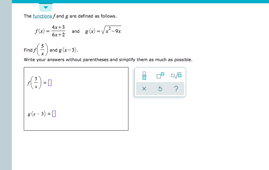 Solved The functions fand g are defined as follows x)4x+3 | Chegg.com